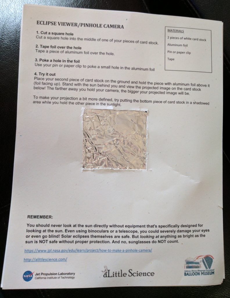 Eclipse Pinhole Viewers – A Little Science